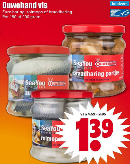 Ouwehand haring, rolmops folder aanbieding bij Dirk - details