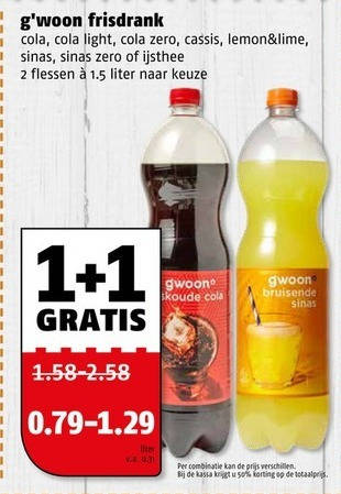 Gwoon ice tea, frisdrank folder aanbieding bij Poiesz - details
