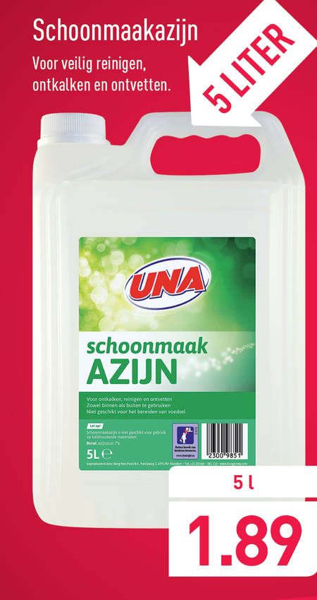 Una schoonmaakazijn folder aanbieding bij Aldi - details