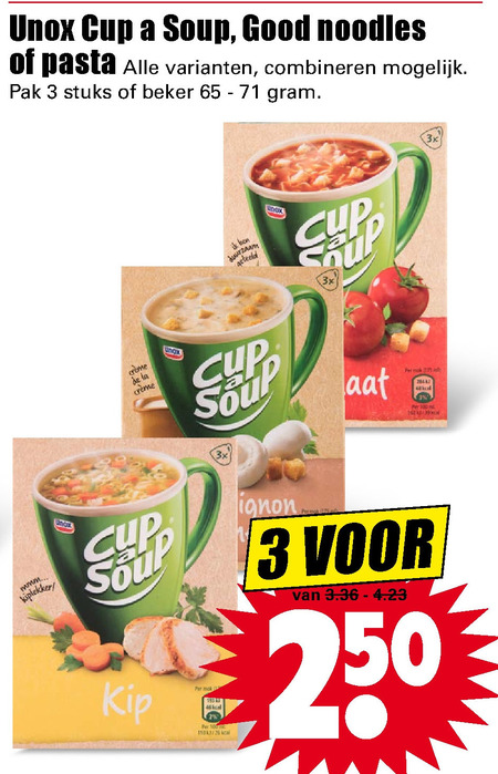 Unox soep, noodles folder aanbieding bij Dirk - details
