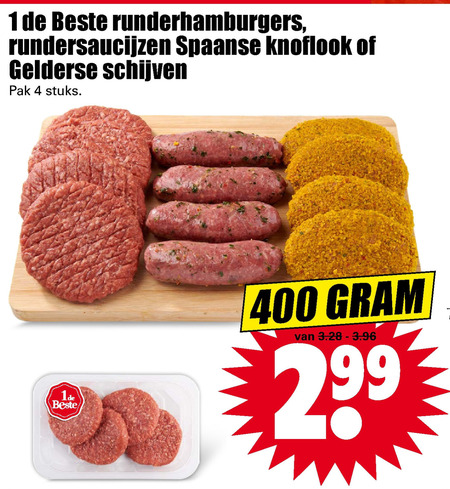 hamburger, gelderse schijf folder aanbieding bij Dirk - details