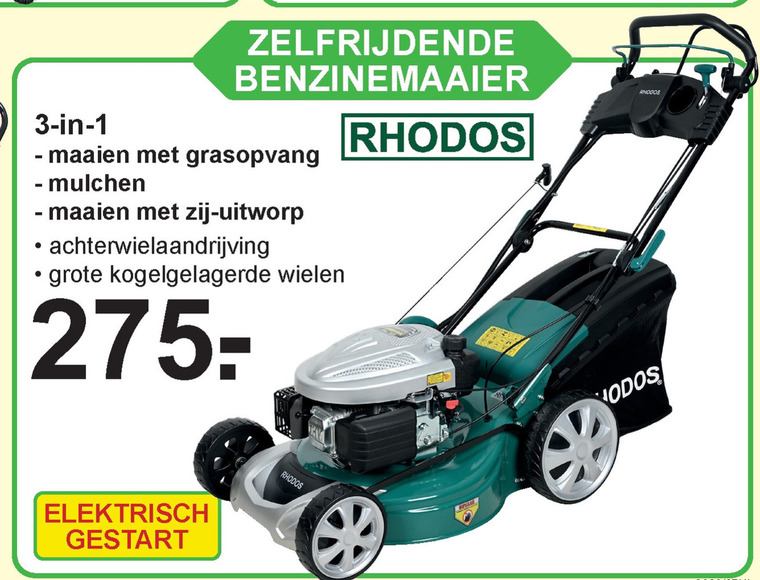 Rhodos benzine grasmaaier folder aanbieding bij Van Cranenbroek - details