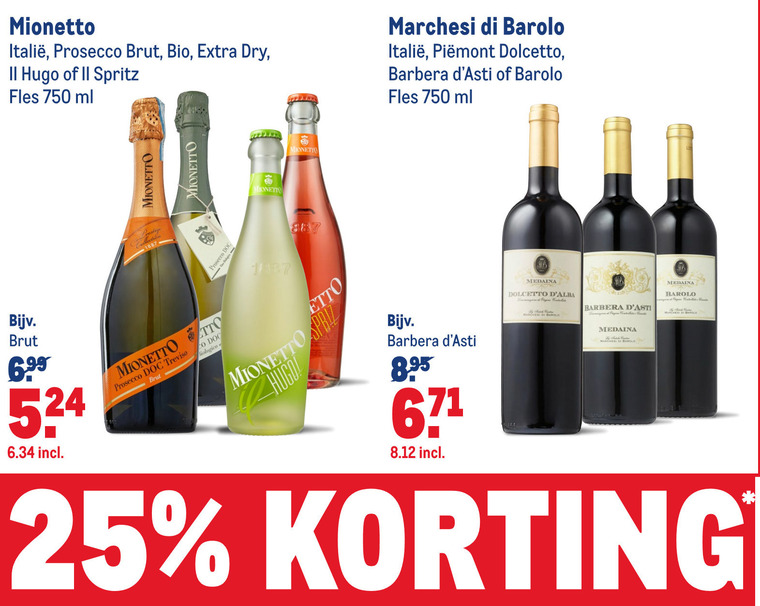 Marchesi di Barolo rode wijn, prosecco folder aanbieding bij Makro ...