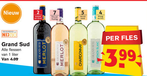 Grand Sud rose, witte wijn folder aanbieding bij Hoogvliet - details