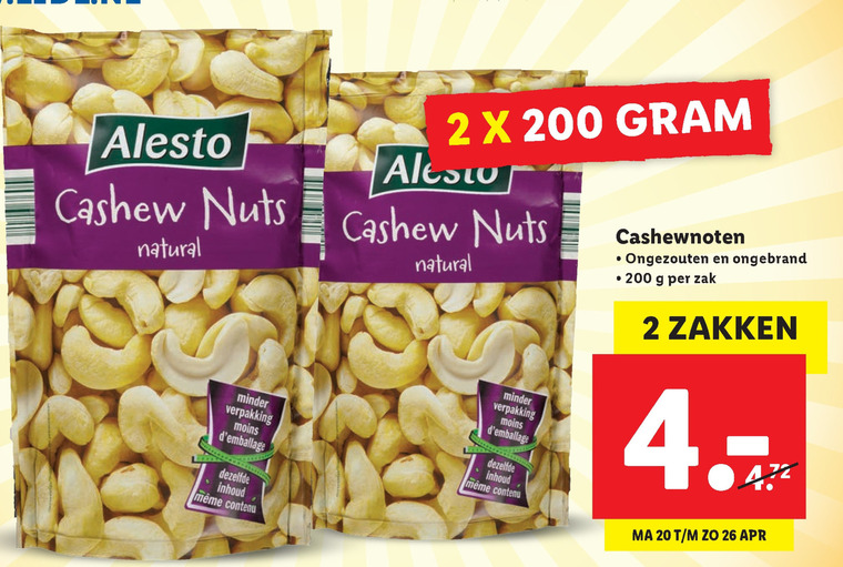 Alesto cashewnoten folder aanbieding bij Lidl - details