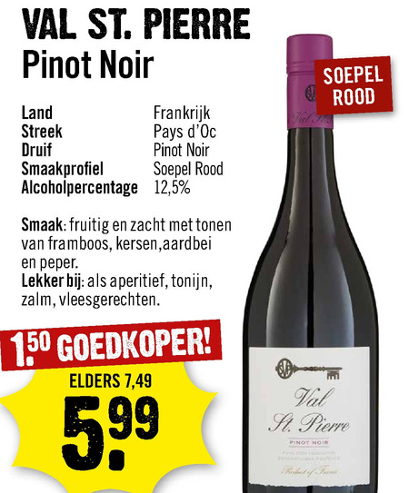 Val St Pierre rode wijn, witte wijn folder aanbieding bij Dirck III ...