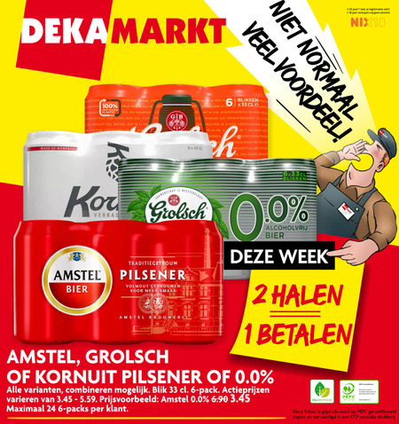 Amstel blikje bier, alcoholvrij bier folder aanbieding bij Dekamarkt ...