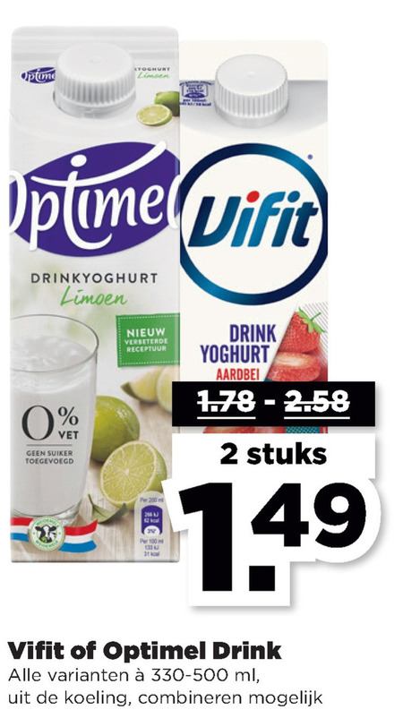 Vifit drinkyoghurt folder aanbieding bij Plus - details