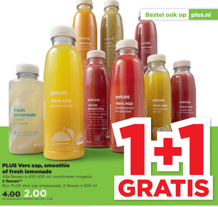 Plus Huismerk vruchtensap, fruitsmoothie folder aanbieding bij Plus ...