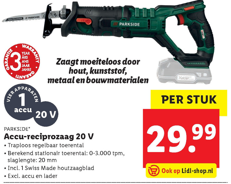 Parkside reciprozaag folder aanbieding bij Lidl - details