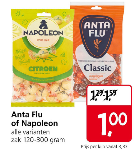 Napoleon keelpastilles, snoep folder aanbieding bij Jan Linders - details