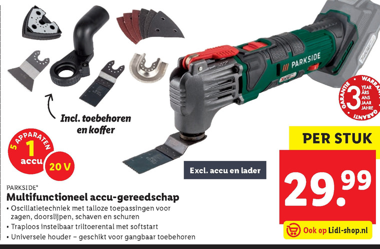 Parkside multitool folder aanbieding bij Lidl - details