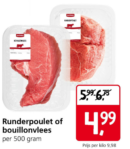 runderpoulet, bouillonvlees folder aanbieding bij Jan Linders - details