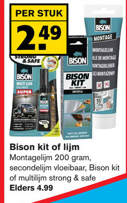 Bison lijm, secondelijm folder aanbieding bij Hoogvliet - details