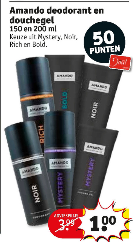 Amando deodorant, douchegel folder aanbieding bij Kruidvat - details