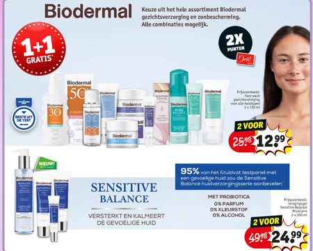 Biodermal zonnebrandolie, dagcreme folder aanbieding bij Kruidvat - details
