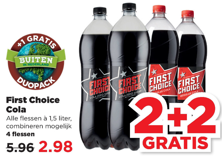 First Choice cola folder aanbieding bij Plus - details