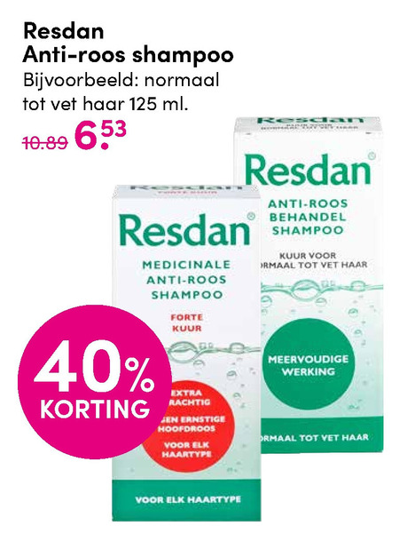 Resdan shampoo folder aanbieding bij DA - details