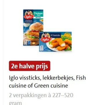 Iglo vissticks, kibbeling folder aanbieding bij Jumbo - details