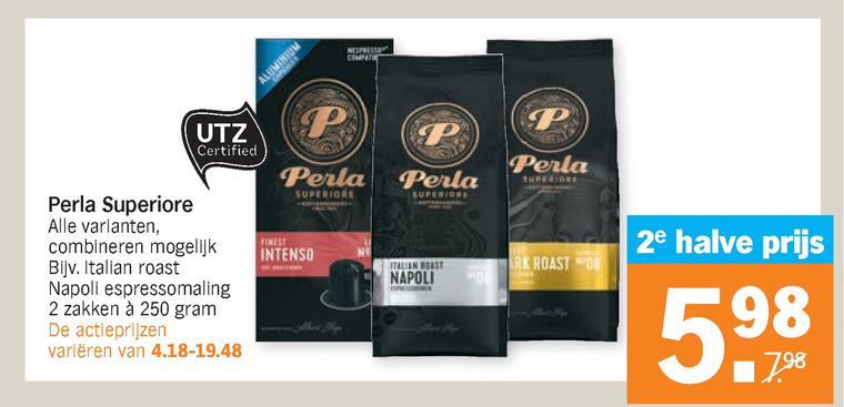 Perla koffiebonen, koffie folder aanbieding bij Albert Heijn - details