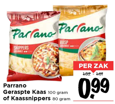 Parrano geraspte kaas folder aanbieding bij Vomar - details