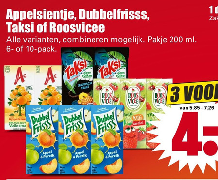 Taksi fruitdrank folder aanbieding bij Dirk - details