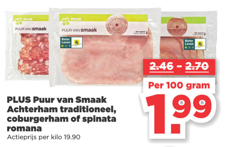 coburger ham, spinata romana folder aanbieding bij Plus - details