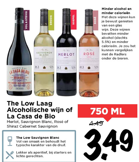 rode wijn, alcoholvrije wijn folder aanbieding bij Vomar - details