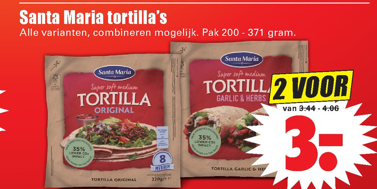 Santa Maria tortilla folder aanbieding bij Dirk - details