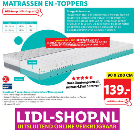 Meradiso matras folder aanbieding bij Lidl - details