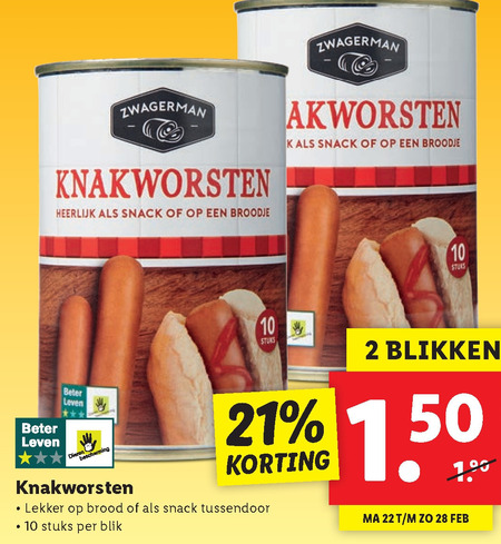 Zwagerman knakworst folder aanbieding bij Lidl - details