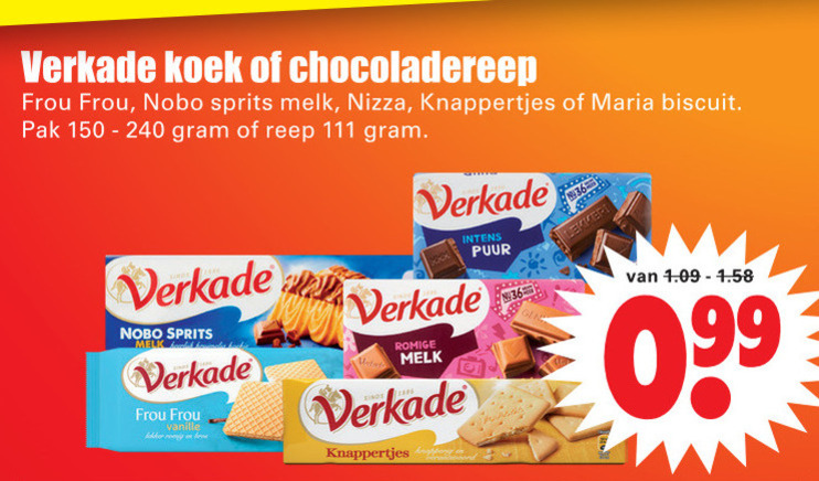 Verkade biscuits, chocolade folder aanbieding bij Dirk - details