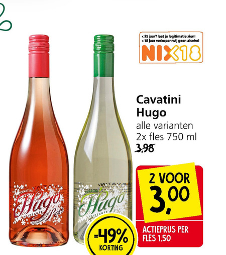 Hugo rose, witte wijn folder aanbieding bij Jan Linders - details