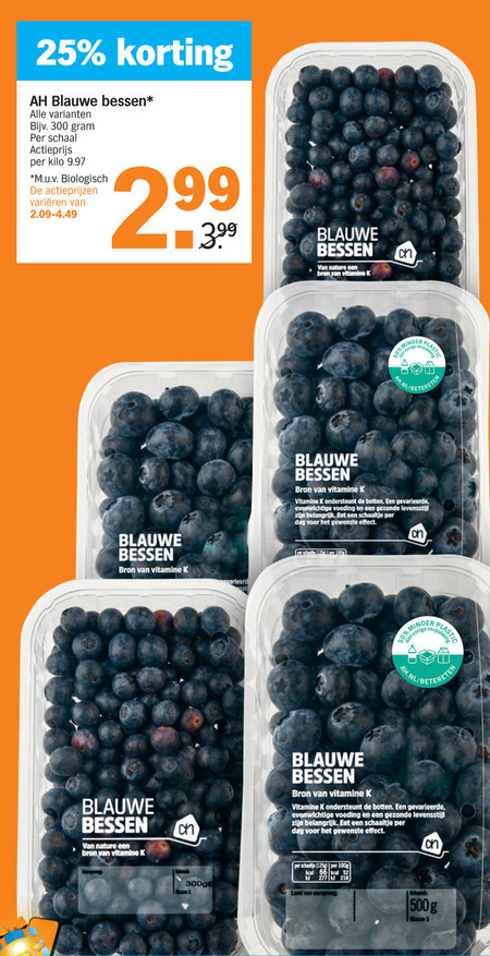 blauwe bessen folder aanbieding bij Albert Heijn - details