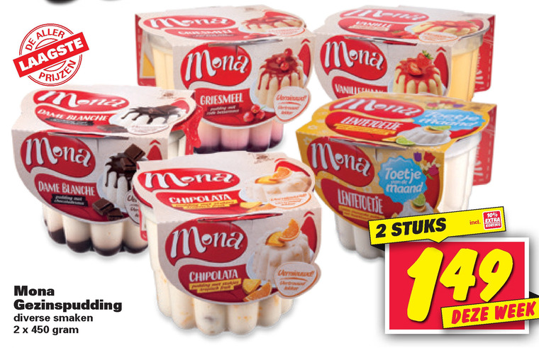 Mona pudding folder aanbieding bij Nettorama - details
