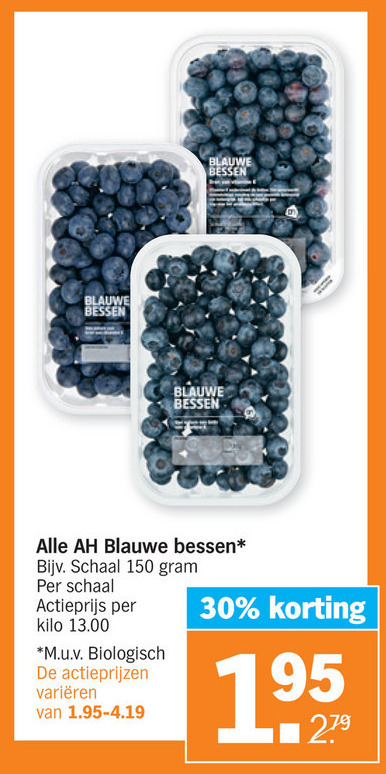 blauwe bessen folder aanbieding bij Albert Heijn - details