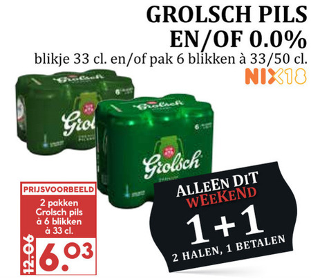 Grolsch blikje bier folder aanbieding bij MCD Supermarkt Basis - details