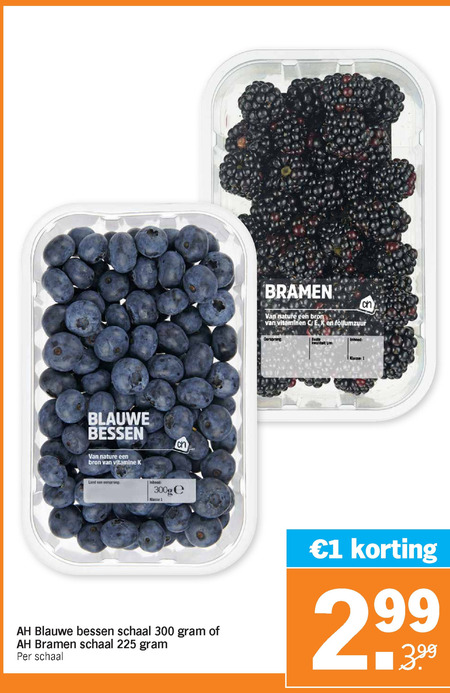 bramen, blauwe bessen folder aanbieding bij Albert Heijn - details