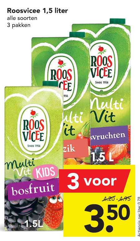 Roosvicee fruitdrank folder aanbieding bij Deen - details