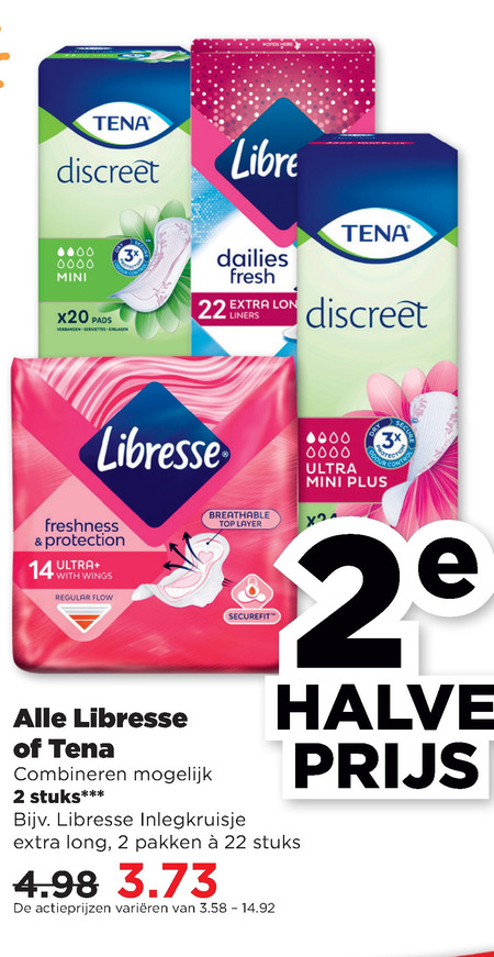 Libresse incontinentieverband, inlegkruisjes folder aanbieding bij Plus ...