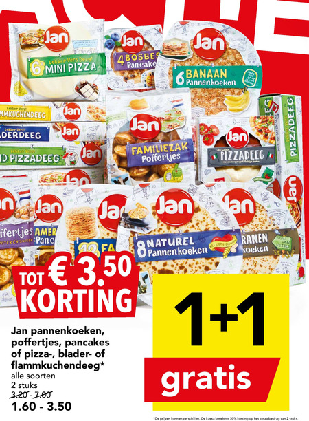 Jan pizzadeeg, pannenkoek folder aanbieding bij Deen - details