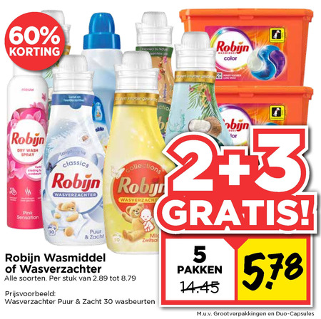 Robijn wasverzachter, wasmiddel folder aanbieding bij Vomar - details