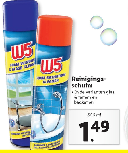 W5 badkamerreiniger, glasreiniger folder aanbieding bij Lidl - details