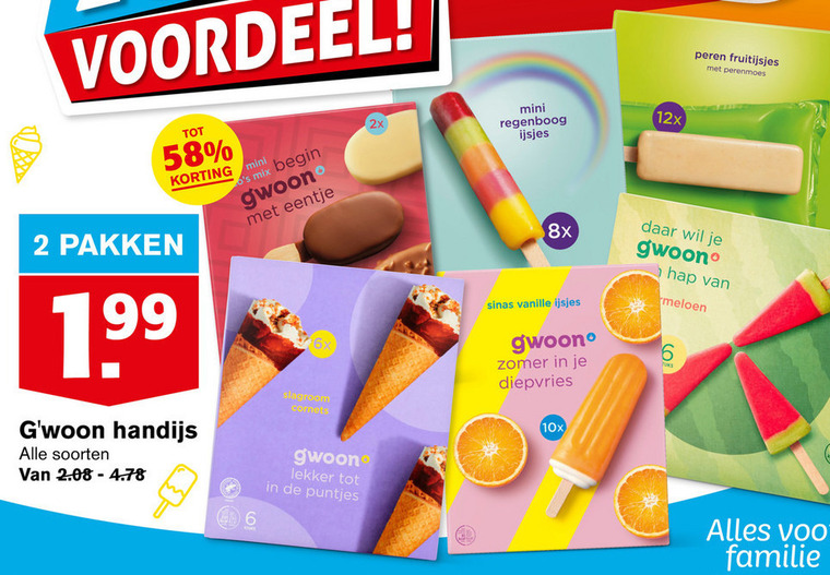 Gwoon ijscornets, ijslollies folder aanbieding bij Hoogvliet - details