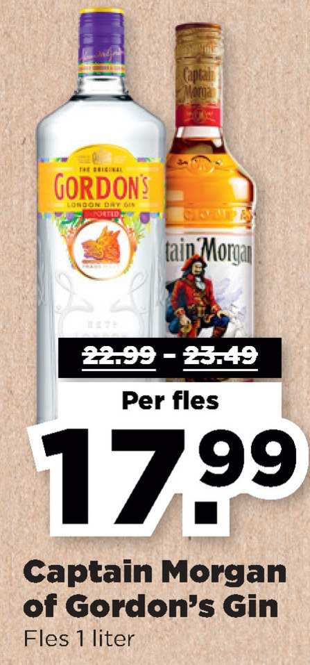 Gordons rum, gin folder aanbieding bij Plus - details