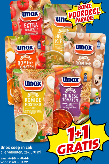 Unox soep folder aanbieding bij Boni - details