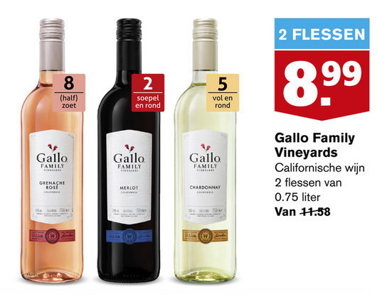 Gallo witte wijn, rose folder aanbieding bij Hoogvliet - details