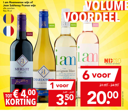 Jean Sablenay witte wijn, rose folder aanbieding bij Deen - details