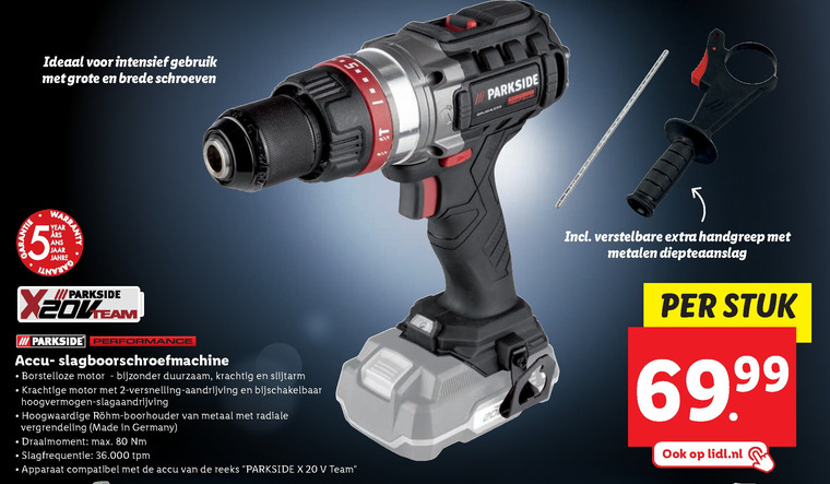 Parkside accuboormachine folder aanbieding bij Lidl - details