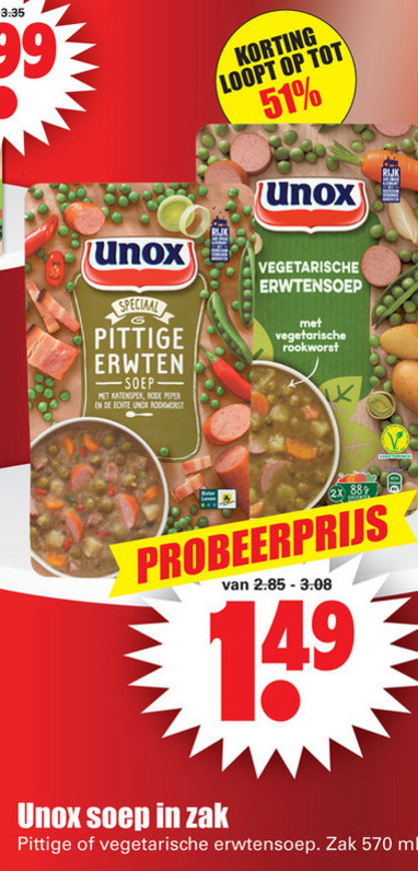 Unox soep folder aanbieding bij Dirk - details